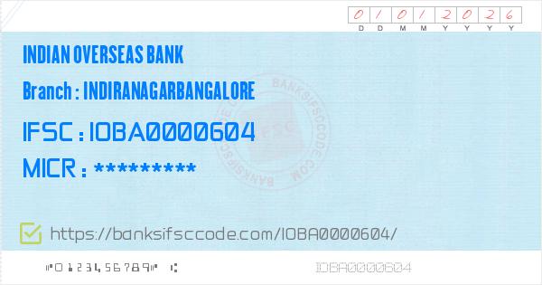 Indian Overseas Bank Indiranagarbangalore Branch IFSC Code - Bangalore ...