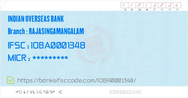Indian Overseas Bank Rajasingamangalam Branch IFSC Code ...