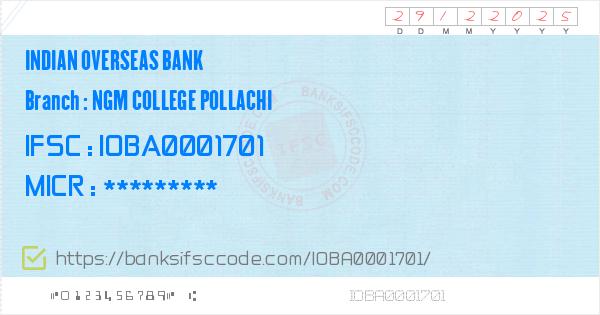Indian Overseas Bank Ngm College Pollachi Branch IFSC Code - Coimbotore ...