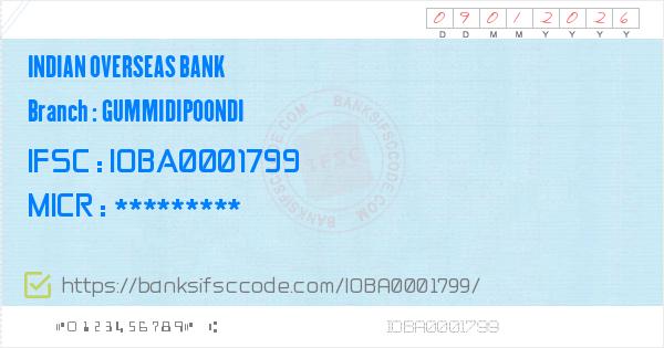 Indian Overseas Bank Gummidipoondi Branch IFSC Code - Tiruvallur, IOB ...