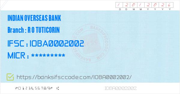 Indian Overseas Bank R O Tuticorin Branch IFSC Code - Toothukudi, IOB R ...
