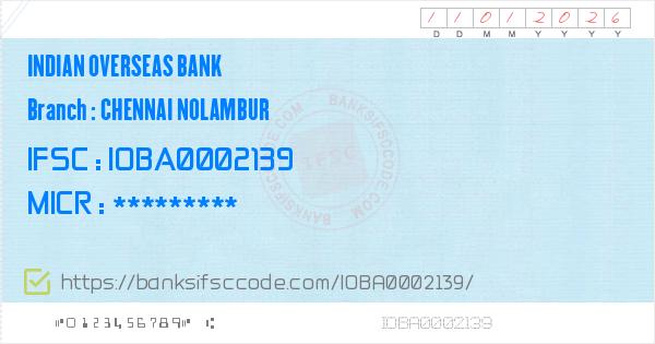 Indian Overseas Bank Chennai Nolambur Branch IFSC Code - Chennai, IOB ...