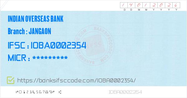Indian Overseas Bank Jangaon Branch IFSC Code - Warangal, IOB Jangaon ...