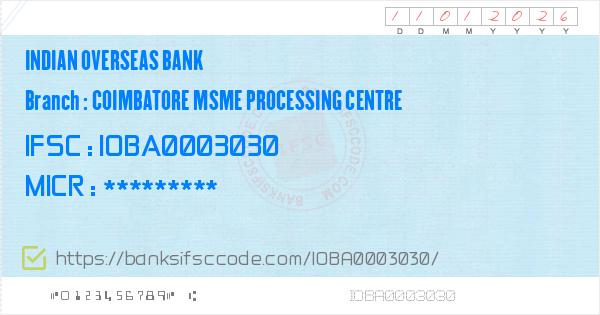 Indian Overseas Bank Coimbatore Msme Processing Centre Branch IFSC Code ...