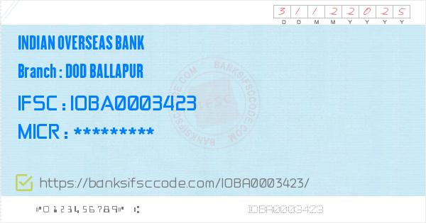 Indian Overseas Bank Dod Ballapur Branch IFSC Code - Doddaballapur, IOB ...