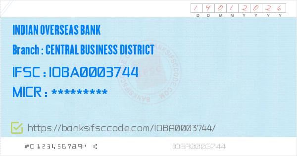 Indian Overseas Bank Central Business District Branch IFSC Code ...