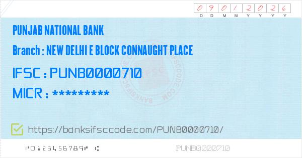 Punjab National Bank New Delhi E Block Connaught Place Branch IFSC Code ...