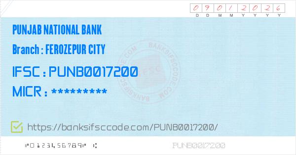 Punjab National Bank Ferozepur City Branch IFSC Code - Ferozepur, PNB ...