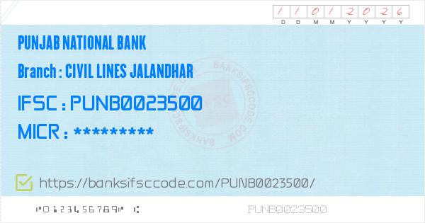 Punjab National Bank Civil Lines Jalandhar Branch IFSC Code - Jalandhar ...