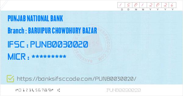 Punjab National Bank Baruipur Chowdhury Bazar Branch IFSC Code - South ...