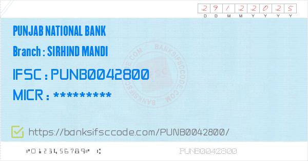 Punjab National Bank Sirhind Mandi Branch IFSC Code - Fatehgarh Saheb ...