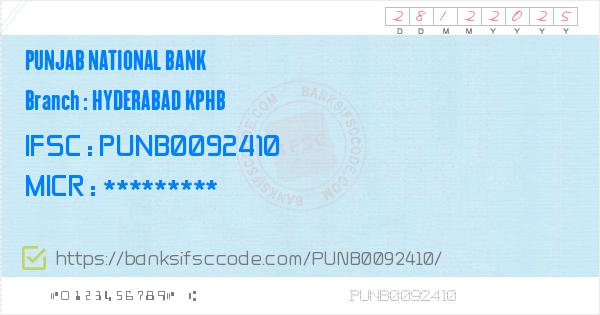 Punjab National Bank Hyderabad Kphb Branch IFSC Code - Hyderabad, PNB ...