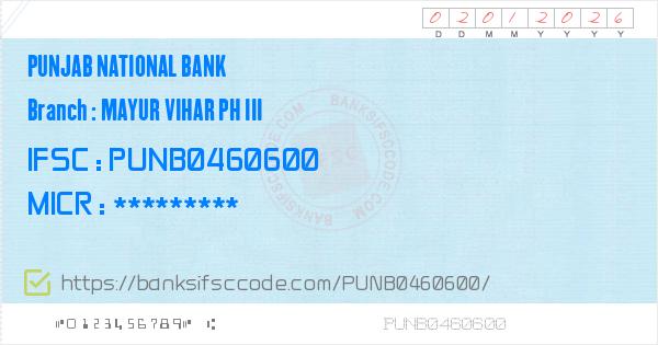Punjab National Bank Mayur Vihar Ph Iii Branch IFSC Code - New Delhi ...