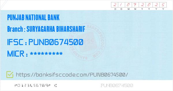 Punjab National Bank Suryagarha Biharsharif Branch IFSC Code punjab-national-bank-suryagarha-biharsharif-branch-ifsc-code