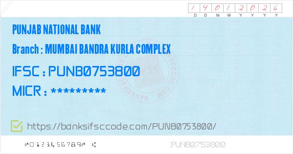 Punjab National Bank Mumbai Bandra Kurla Complex Branch IFSC Code ...