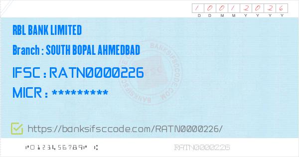Rbl Bank Limited South Bopal Ahmedbad Branch IFSC Code - Ahmedabad ...