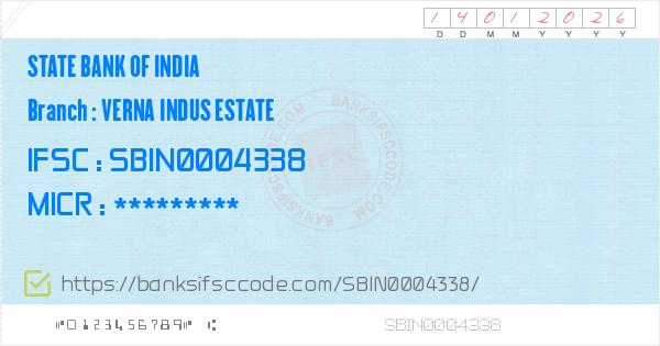 State Bank of India Verna Indus Estate Branch IFSC Code - South Goa ...