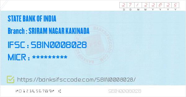 State Bank of India Sriram Nagar Kakinada Branch IFSC Code - East ...