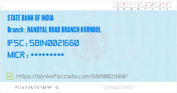 State Bank of India Nandyal Road Branch Kurnool Branch IFSC Code ...