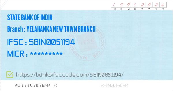 State Bank of India Yelahanka New Town Branch Branch IFSC Code ...