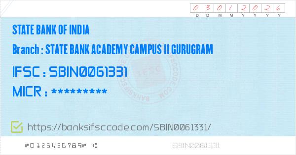 State Bank of India State Bank Academy Campus Ii Gurugram Branch IFSC ...