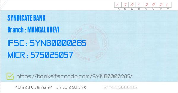 Syndicate Bank Mangaladevi Branch IFSC Code - Mangalore. Contact Phone ...