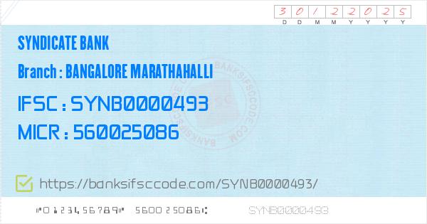 Syndicate Bank Bangalore Marathahalli Branch IFSC Code - Bangalore ...