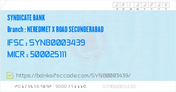 Syndicate Bank Neredmet X Road Secunderabad Branch IFSC Code ...