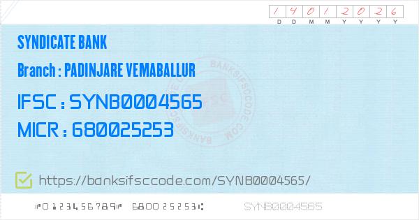 Syndicate Bank Padinjare Vemaballur Branch IFSC Code - Thrissur ...