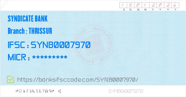 Syndicate Bank Thrissur Branch IFSC Code - Thrissur. Contact Phone ...