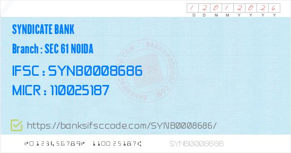Syndicate Bank Sec 61 Noida Branch IFSC Code - Noida. Contact Phone ...