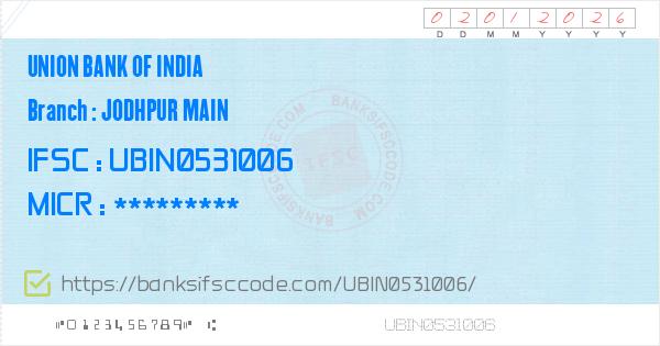 Union Bank of India Jodhpur Main Branch IFSC Code - Jodhpur, UBI ...