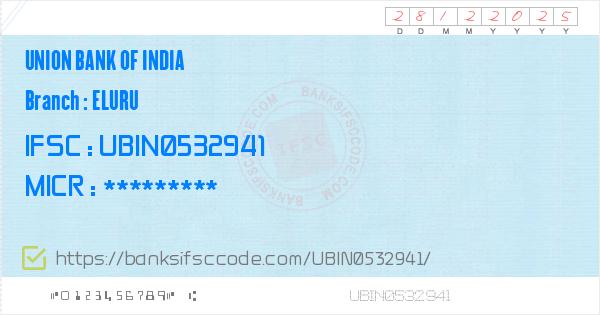 Union Bank of India Eluru Branch IFSC Code - West Godavari, UBI Eluru ...