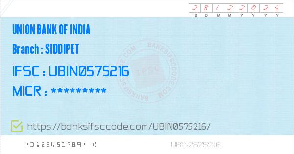 Union Bank of India Siddipet Branch IFSC Code - Medak, UBI Siddipet ...
