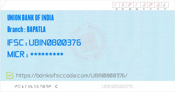 Union Bank of India Bapatla Branch IFSC Code - Guntur, UBI Bapatla IFSC ...
