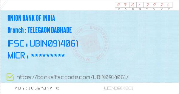 Union Bank of India Telegaon Dabhade Branch IFSC Code - Pune, UBI ...