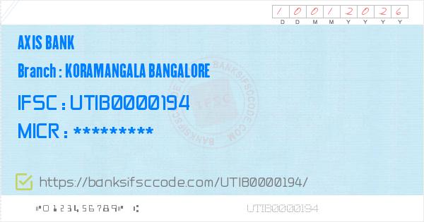 Axis Bank Koramangala Bangalore Branch IFSC Code - Bangalore Urban ...